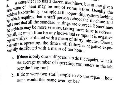 Solved 6 Up A Computer Lab Has A Dozen Machines But At Chegg Com