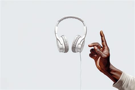 Premium Ai Image Man Hand Tossing A Floating Headphone On White