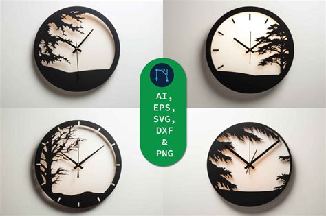 Laser Cut Wall Clock Decor Svg Bundle So Fontsy