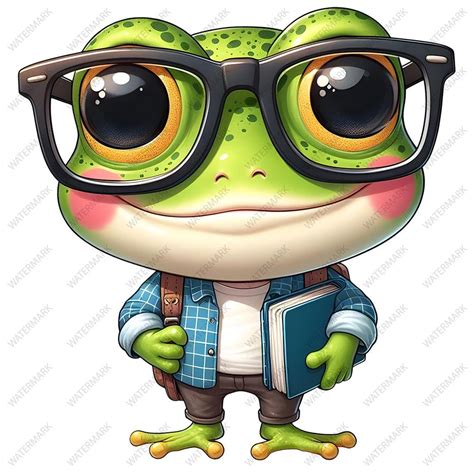 Nerd Frog Png Frog Clipart Cool Frog Png Bookworm Frog Cute Frog Print Frog Download Funny