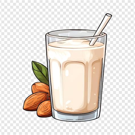 Premium Psd Hand Drawn Almond Milk Glass Jar Vector Illustration