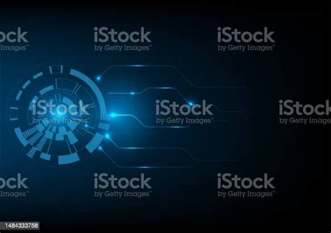 Lingkaran Biru Dan Teknologi Garis Teknologi Abstrak Konsep Vektor