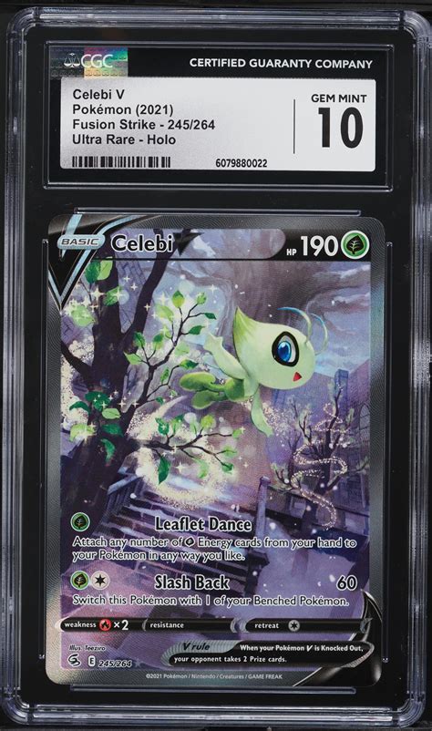 2021 Pokemon Sword And Shield Fusion Strike Full Art Celebi V 245 Cgc 10