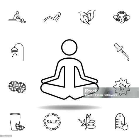 人在冥想姿勢輪廓圖示詳細的水療和放鬆插圖圖示集可用於網頁徽標移動應用uiux向量圖形及更多人圖片 人 人體 佛教 Istock