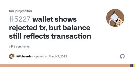 Wallet Shows Rejected Tx But Balance Still Reflects Transaction