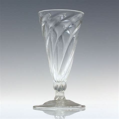 18th Century Wrythen Moulded Ale Glass With Folded Foot C1760 Ale