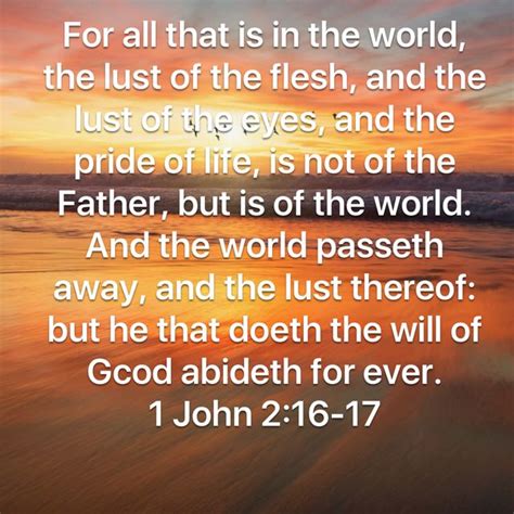 1 John 2 16 17 For All That Is In The World The Lust Of The Flesh And