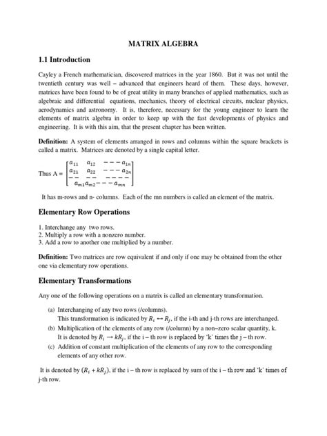 Matrix Algebra Pdf Matrix Mathematics System Of Linear Equations