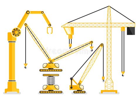 Set Of Construction Machine Crane Blueprint Outline Vector Illus Stock