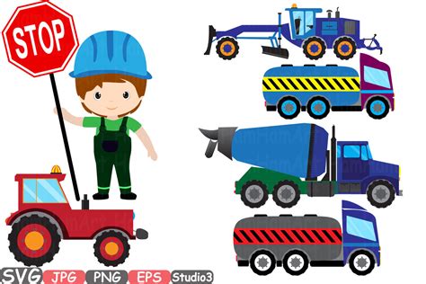 Construction Machines Silhouette Svg Cutting Files Digital Clip Art