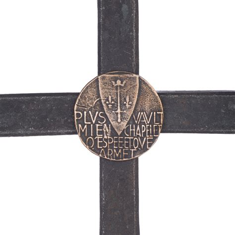Jeanne D Arc Industrial Hand Forged Steel Cross Candlestick Forged