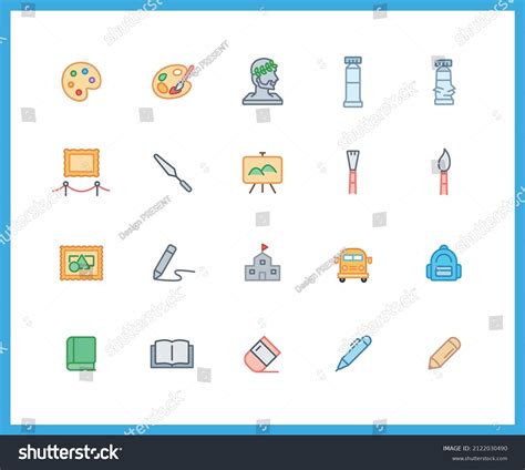 Collection Art Class Drawing Color Icons Stock Vector Royalty Free