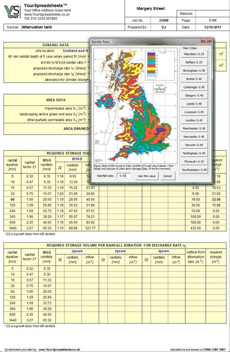 Stormwater Drainage Design Spreadsheet In Attenuation Tank Design Spreadsheet To Ciria C697 — Db