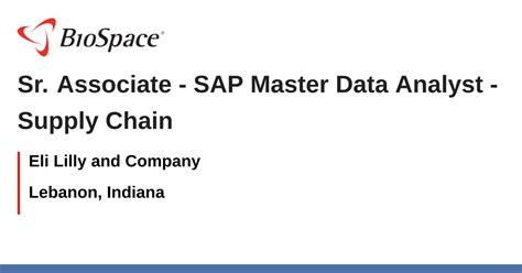 Sr Associate Sap Master Data Analyst Supply Chain Job With Eli Lilly And Company 2974028