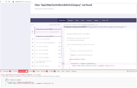 Php Laravel Class App Controllers Admin Category Not Found Exception Stack