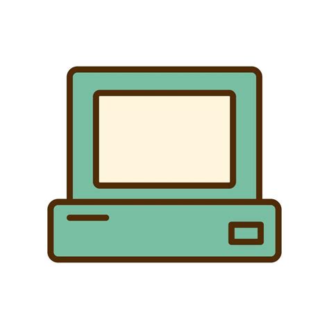 Vector Retro Computer Icon Laptop Icon In Flat Design Pc 10888906