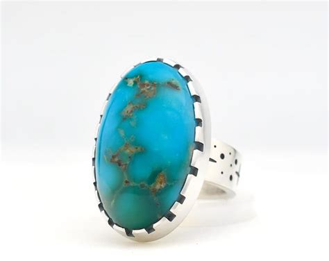 Kingman Hardy Pit Turquoise Ring Handmade In Usa Minimalist Modern