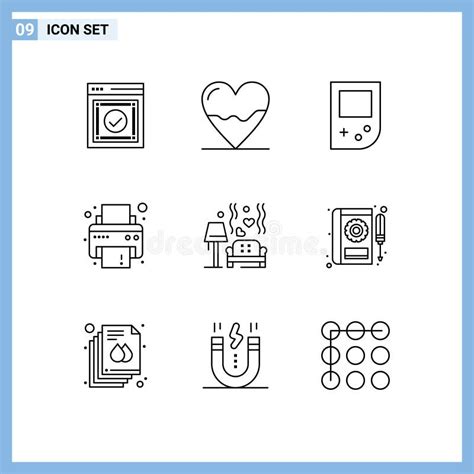 User Interface Pack Of 9 Basic Outlines Of Sofa Printer Hospital