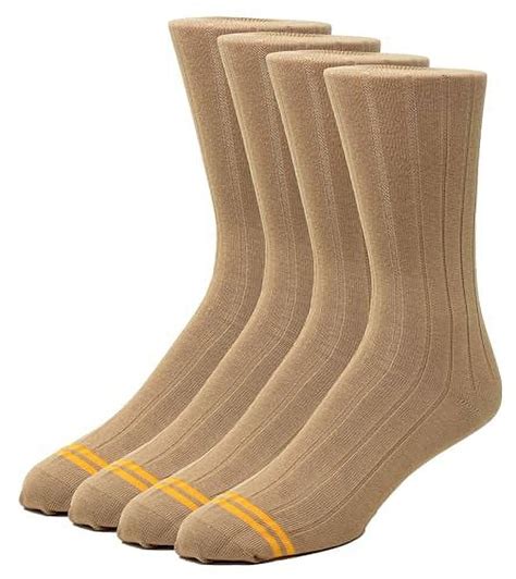 Candor And Class Mens Combed Cotton 78 Crew Socks For Men Khaki