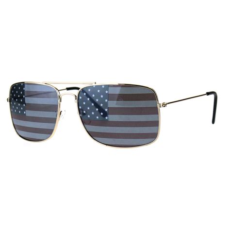 Mens American Usa Flag Imprint Lens Rectangular Sunglasses Ebay
