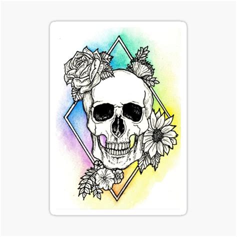 Rainbow Skull Sticker For Sale By Katscottart Redbubble