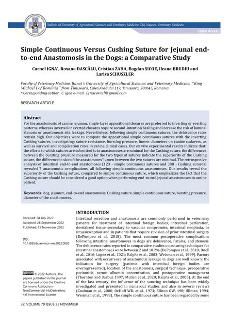 Pdf Simple Continuous Versus Cushing Suture For Jejunal End To End