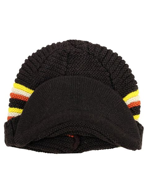 Mens Womens Visor Beanie Cap Warm Winter Hat Knitted Bill Soft Fuzzy