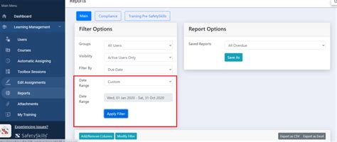 How To Run A Report For Overdue Assignments Safetyskills Support
