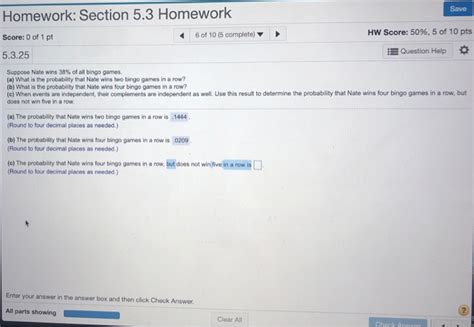 Solved Save Homework Section 5 3 Homework Score 0 Of 1 Pt