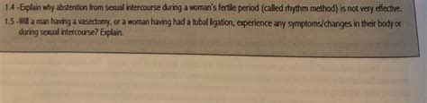 Solved Explain Why Abstention From Sexual Intercourse Chegg Com
