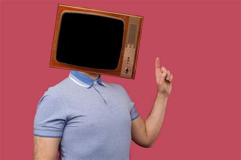 Premium Photo Contemporary Minimal Retro Collage Art Retro Tv Man
