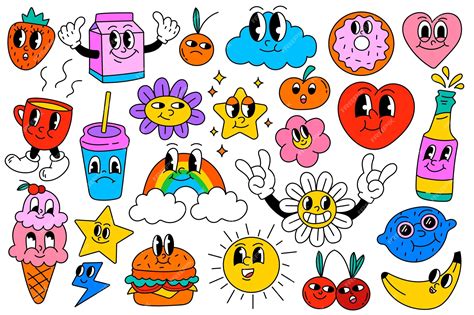 Premium Vector Vintage Cartoon Characters Design Elements With Funny