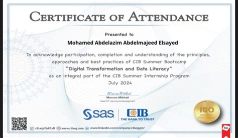Mohamed Abdelazim On Linkedin Digitaltransformationanddataliteracy Cibsummerintership