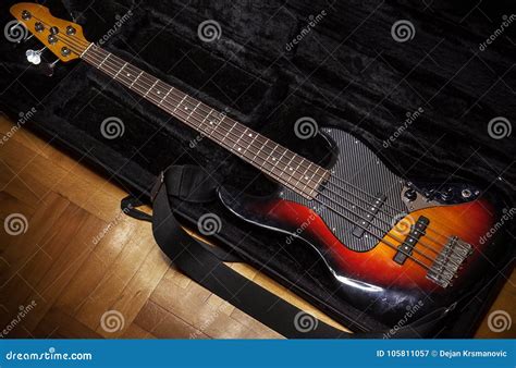 Five Strings Jazz Bass Stock Image Image Of Parquet 105811057