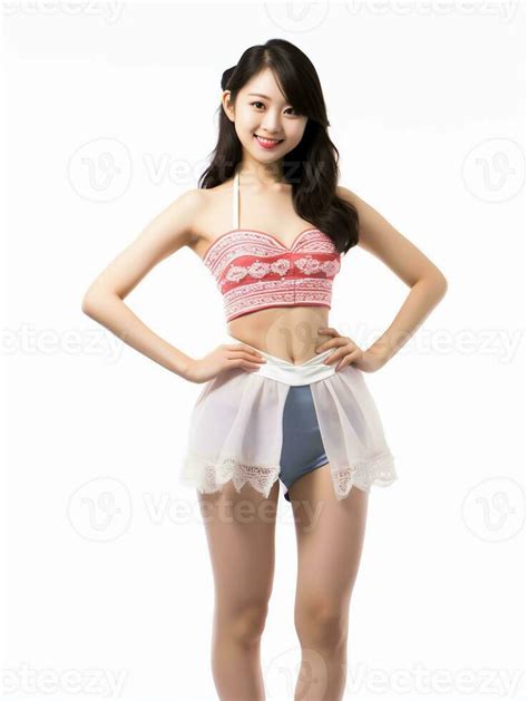 Ai Generated Beautiful Japanese Female Model With Pure White Skin As A Clothing Model Photo
