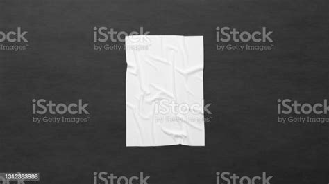 검은 색 콘크리트 벽에 흰색 주름 포스터 접힌 종이 배너 3d 렌더링 된 모형 공란에 대한 스톡 사진 및 기타 이미지 공란 밀 비어 있음 Istock