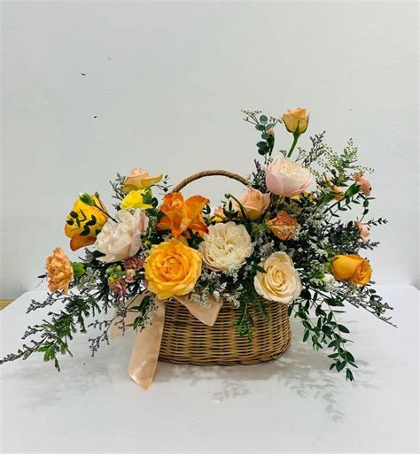 오렌지and옐로우 꽃바구니 M사이즈 배민 장보기∙쇼핑