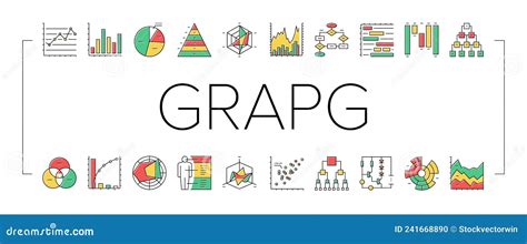 Graph For Analyzing And Research Icons Set Vector Stock Vector