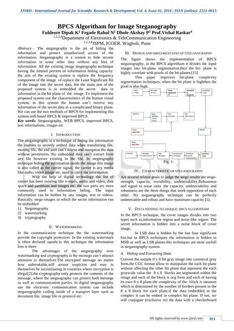 Pdf Bpcs Algoritham For Image Steganography Ijsrd · Bpcs Algoritham