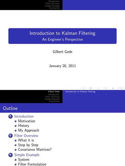 Kalman Filter Presentation Pdf