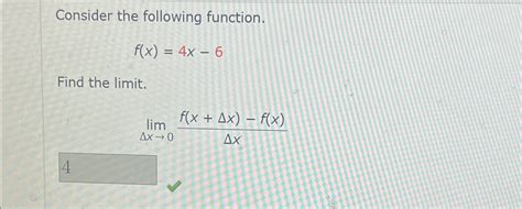 solved consider the following function f x 4x 6find the
