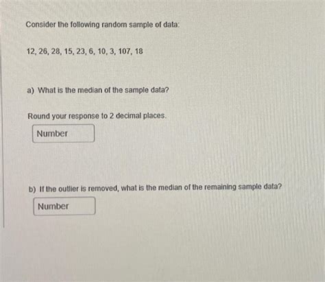 solved consider the following random sample of data