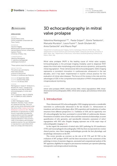 Pdf 3d Echocardiography In Mitral Valve Prolapse