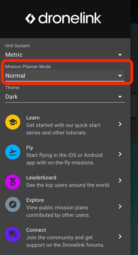 Mission Planner Mode Normal Expert Dronelink