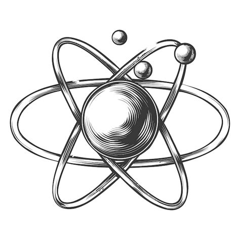Premium Vector Atom Symbol With Engraving Style
