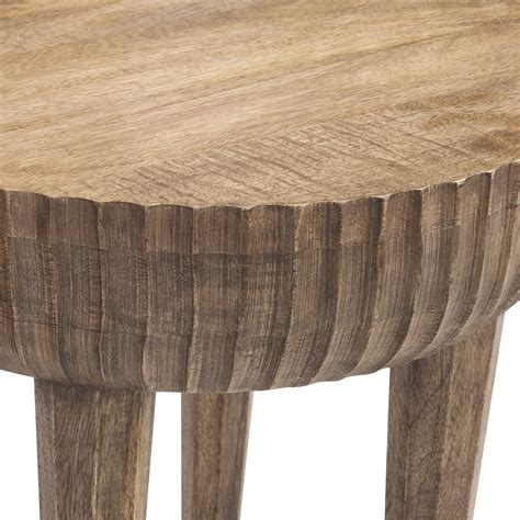 Safiya Round Natural Carved Mango Wood Side Table World Market