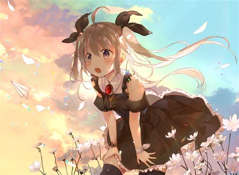 Back Anime Girls Beach Building House Paper Planes Bikini
