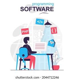 Programming Software Isolated Cartoon Concept Developer Stock Vector Royalty Free