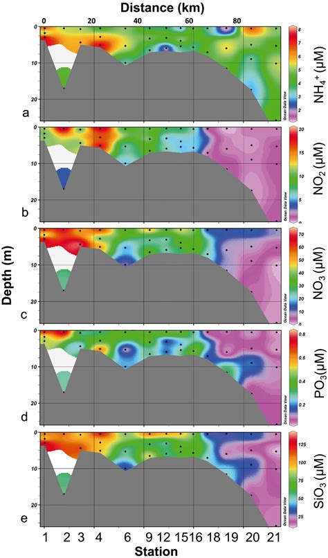 Vertical Variations In Nutrient Concentrations Along The Sampling
