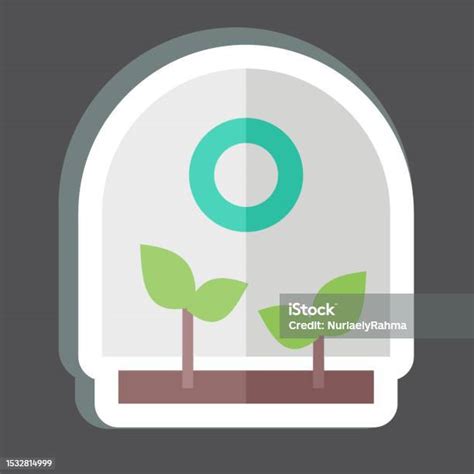 Rumah Kaca Stiker Terkait Dengan Simbol Pertanian Desain Sederhana